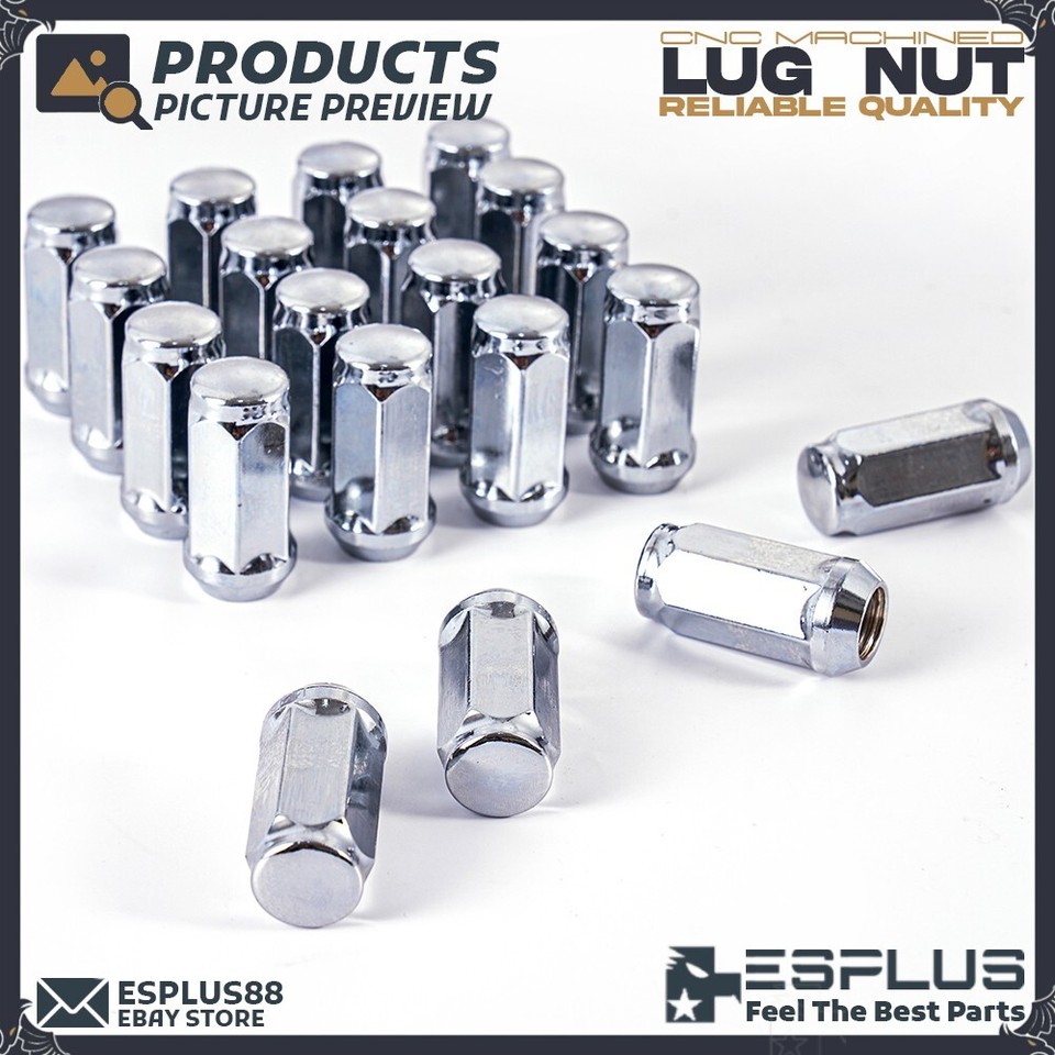 24Pc Chrome M14x1.5 1.8" Lug Nut Fit GMC Acadia/Canyon/Savana/Sierra ...