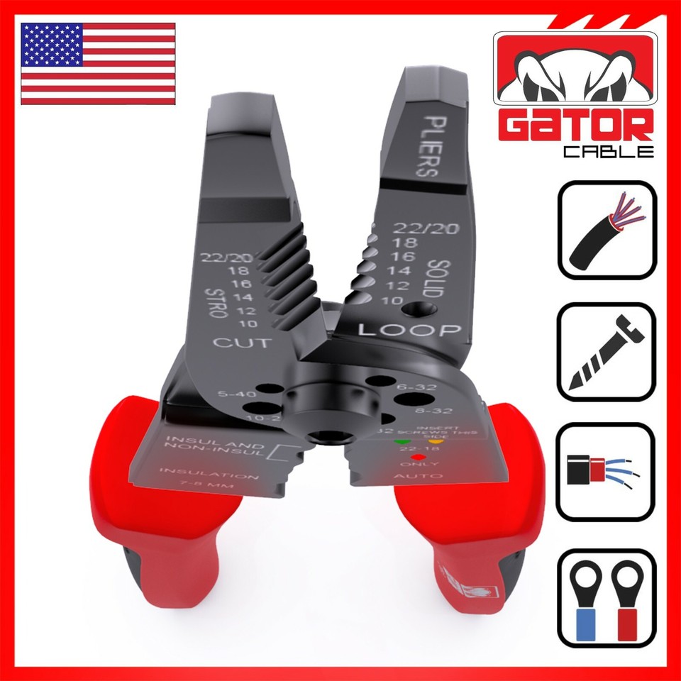 Wire Cable Cutter Crimper Shearer Snipper Pliers Screws Stripper Grip ...