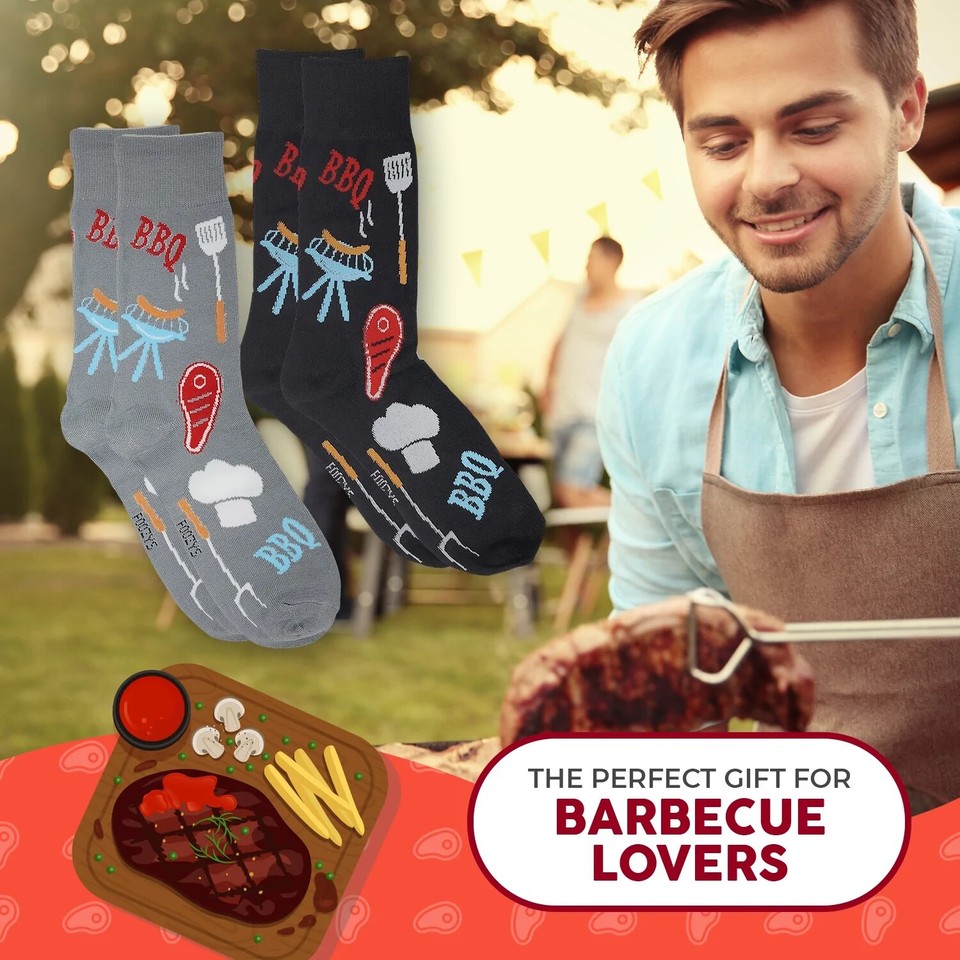 BBQ Grill Barbecue Raw Meat Steak Chef Cook Spatula 2 Pairs Foozy Socks ...