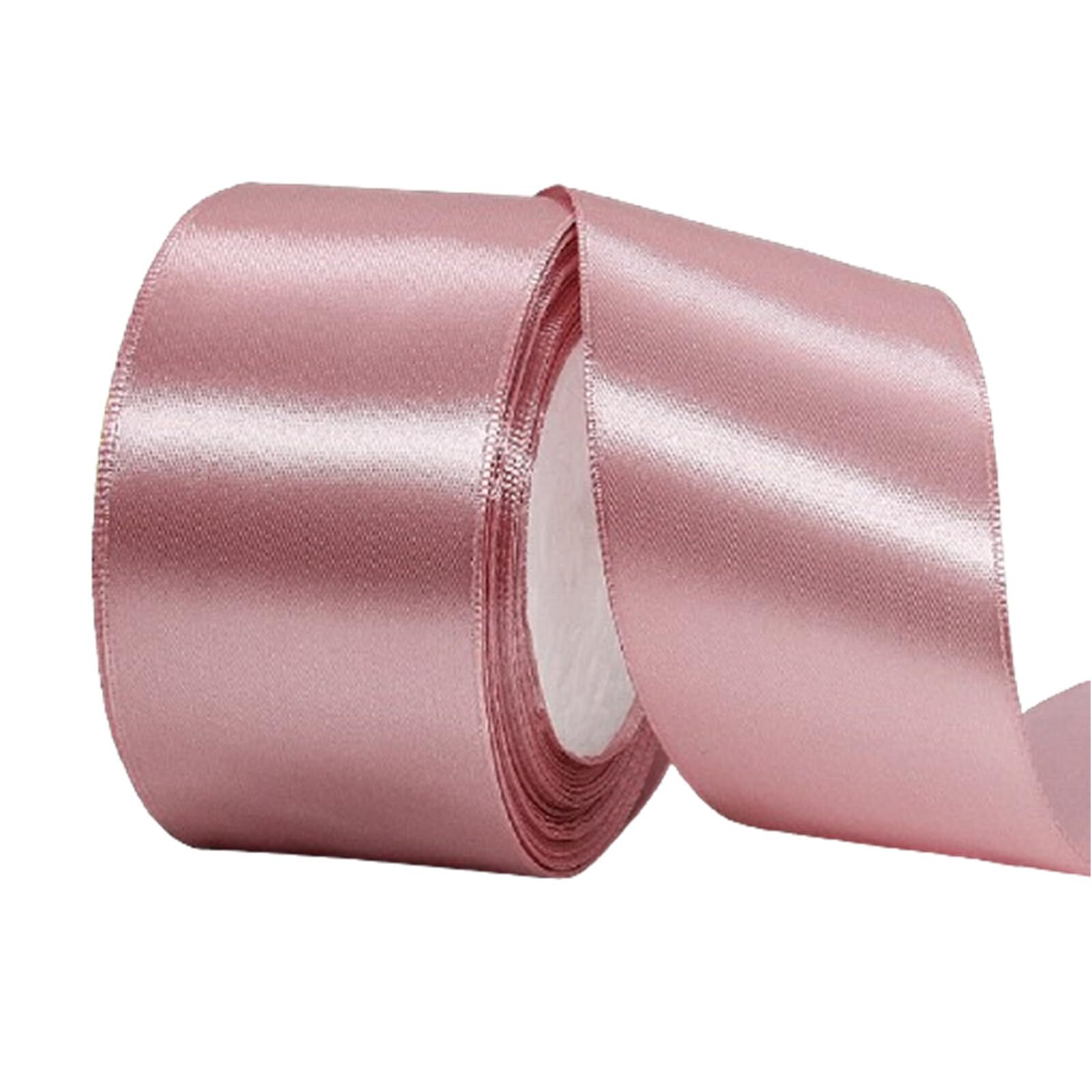 Rose Pink Satin Ribbon 2 Inch x 25 Yards Solid Color Fabric Silk Ribbon ...