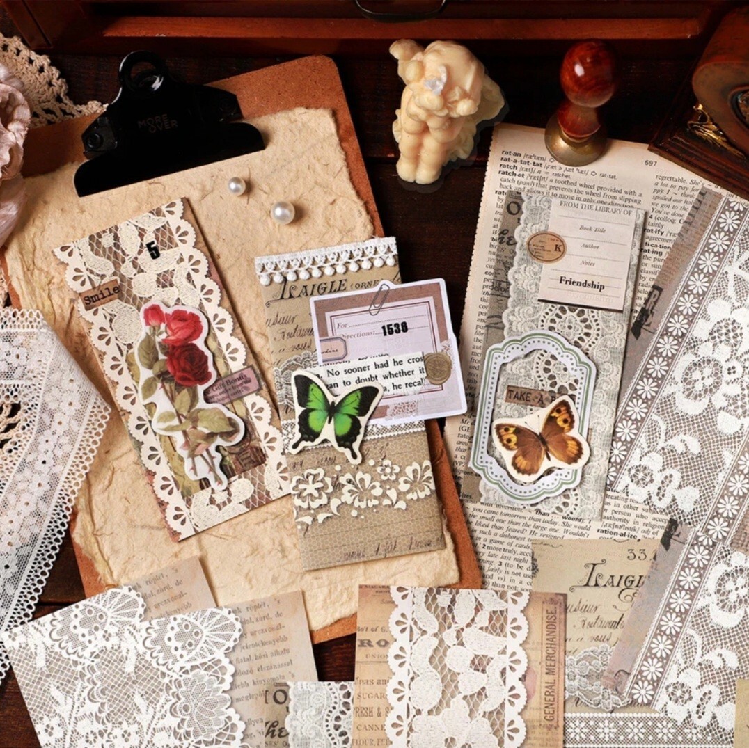 Retro Vintage Lace White Napkin Ornaments Craft Paper Set scrapbooking ...