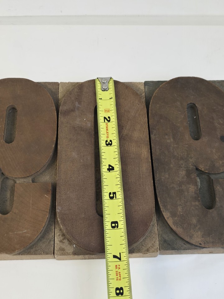 LARGE NUMBER "6 0 9" ANTIQUE LETTERPRESS VINTAGE WOODEN PRINT BLOCK ...