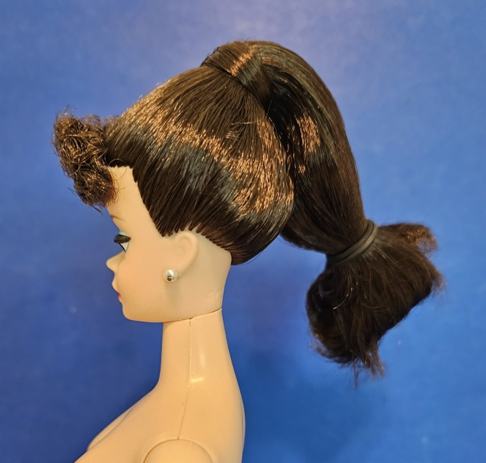 Vintage Barbie BRUNETTE #5 Ponytail NUDE Doll Curly Poodle BANGS ...