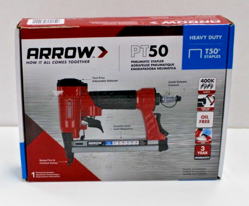 New Arrow PT50 Oil-Free Pneumatic Staple Gun, Professional Heavy-Duty ...