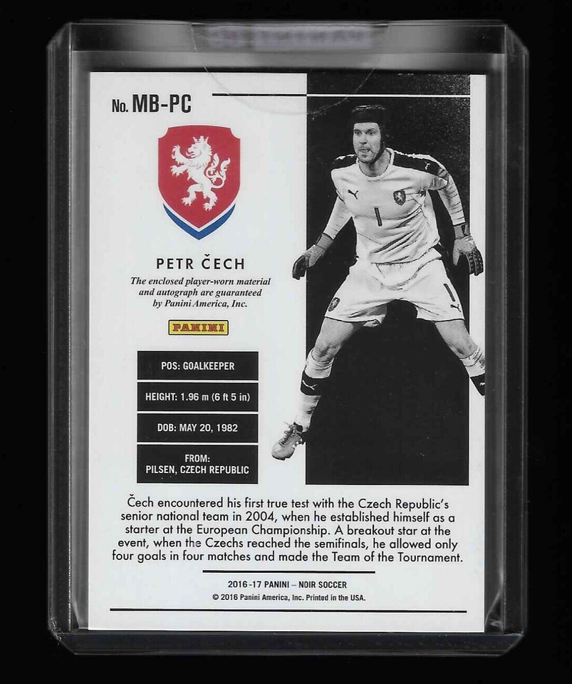 2016-17 Panini Noir Soccer Petr Cech Black & White Patch Relic On Card ...