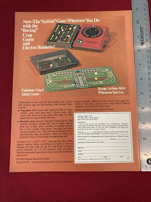 “Roving” Craps Game & Electro Roulette Game Offer 1972 Print Ad - Great ...