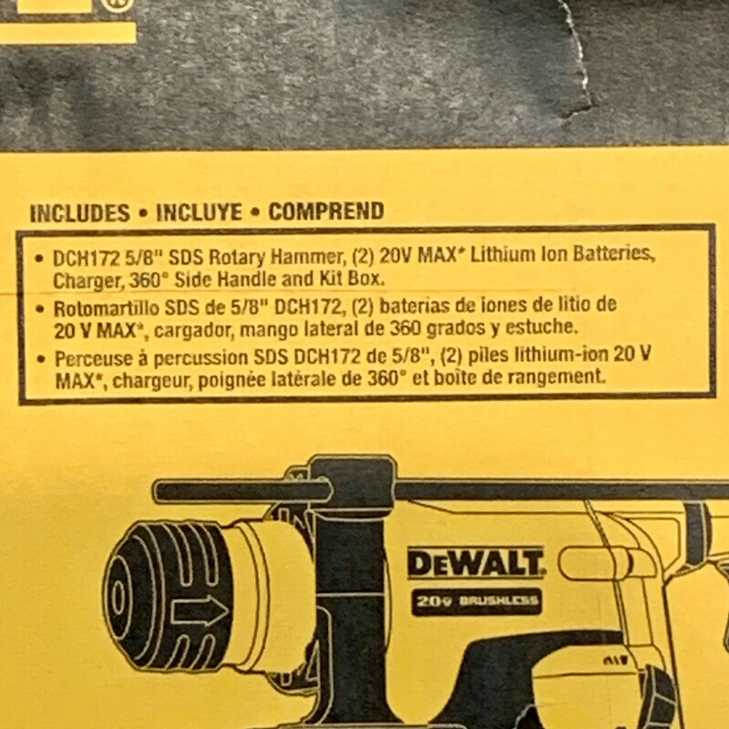 DEWALT DCH172D2 ATOMIC 20V MAX 5/8-inch SDS Plus Cordless Rotary Hammer ...