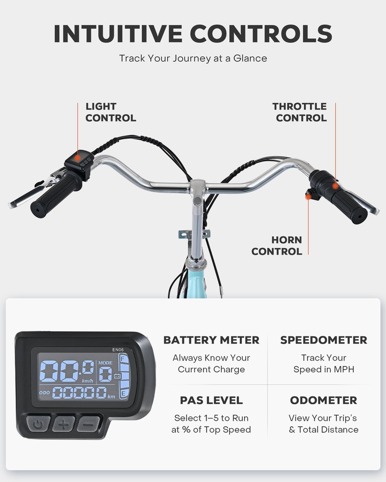 VIRIBUS 24"/26" Adult Electric Tricycle 250W 3-Wheel Bicycle Trike 36V ...