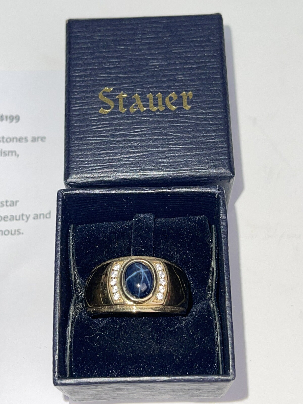Stauer Rock Star Sapphire Men’s Sz 11 Ring 925 Silver… - Gem