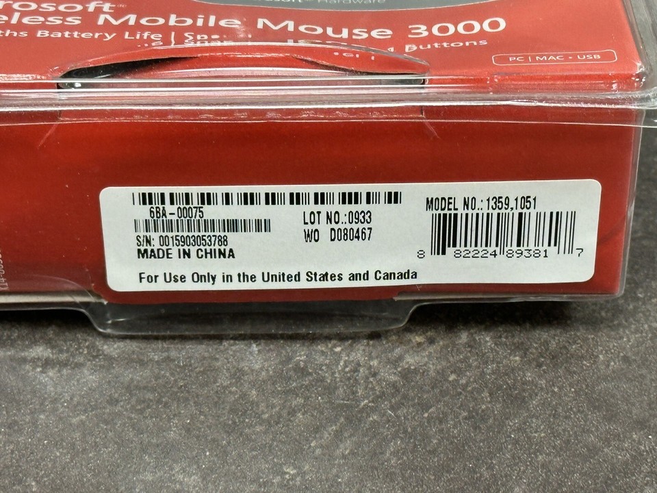 Genuine OEM Microsoft Wireless Mobile Mouse 3000 PC| Mac USB MODEL 1359 ...