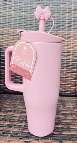 Wellness 40oz Pink Stainless Steel Tumbler Double Wall Insulated Handle ...