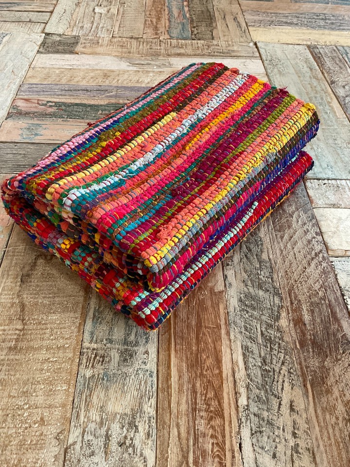 Rag Rug Festival Rugs Multicolour Rainbow Mat Cotton Hand Made ...