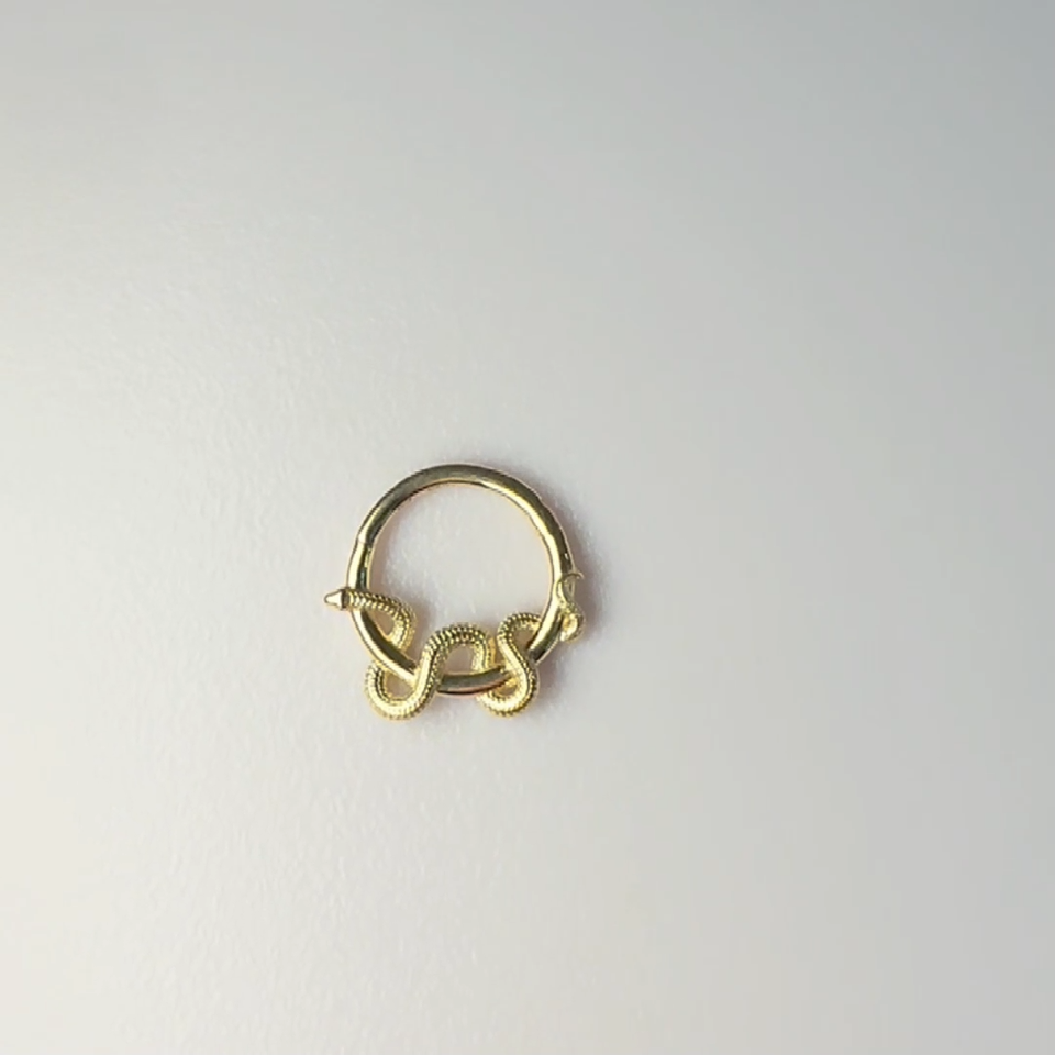 14K REAL Solid Gold Snake Septum Nose Piercing Hoop Nose Piercing 16 ...