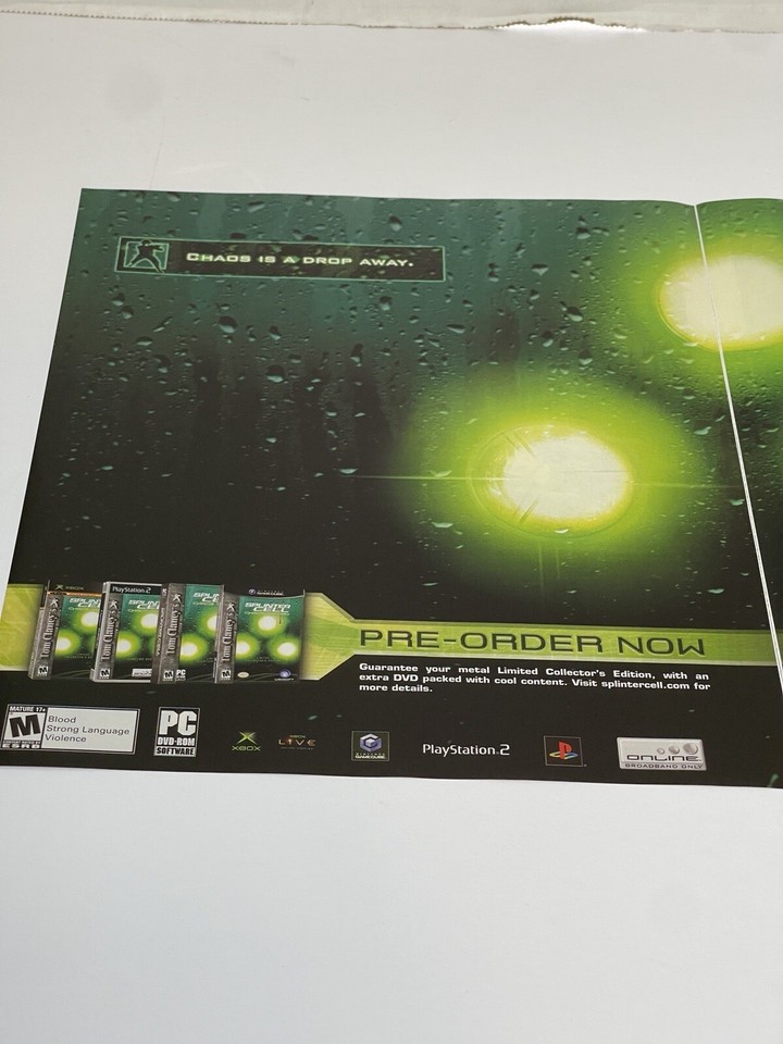 Splinter Cell: Chaos Theory PS2 Playstation 2 Xbox Gamecube 2002 Poster ...
