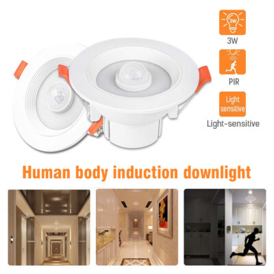 Round Motion Sensor LED Downlight Night Light Recessed Ceiling Spot ...