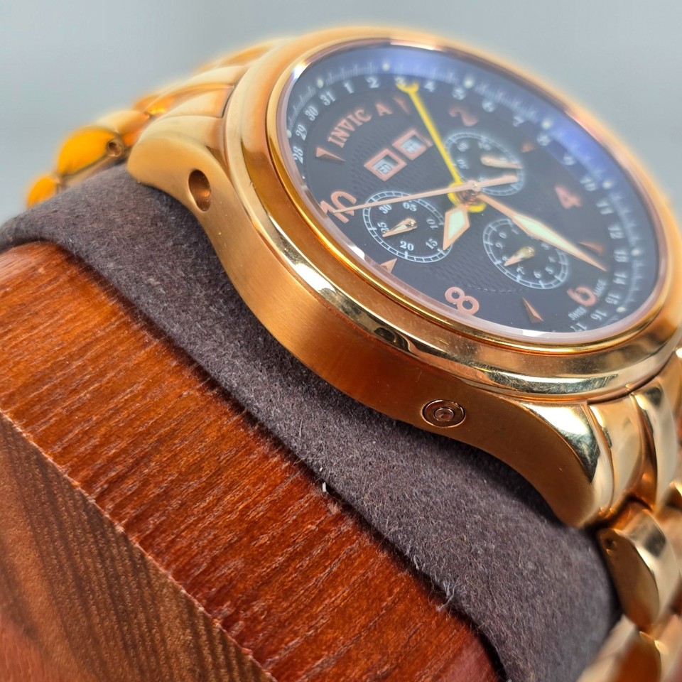 Invicta Triple Date Model 2947 Quartz Rose Gold Plated Chronograph ...