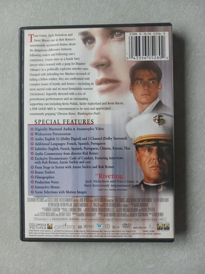 A Few Good Men Special Edition DVD Tom Cruise Jack Nicholson Demi Moore ...