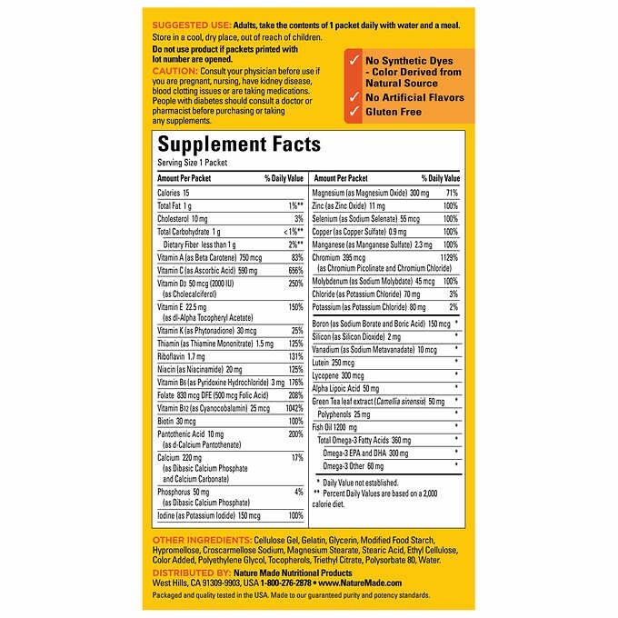 Diabetic Health Pack, 60 Packets Daily Multi Vitamin Mineral Support ...