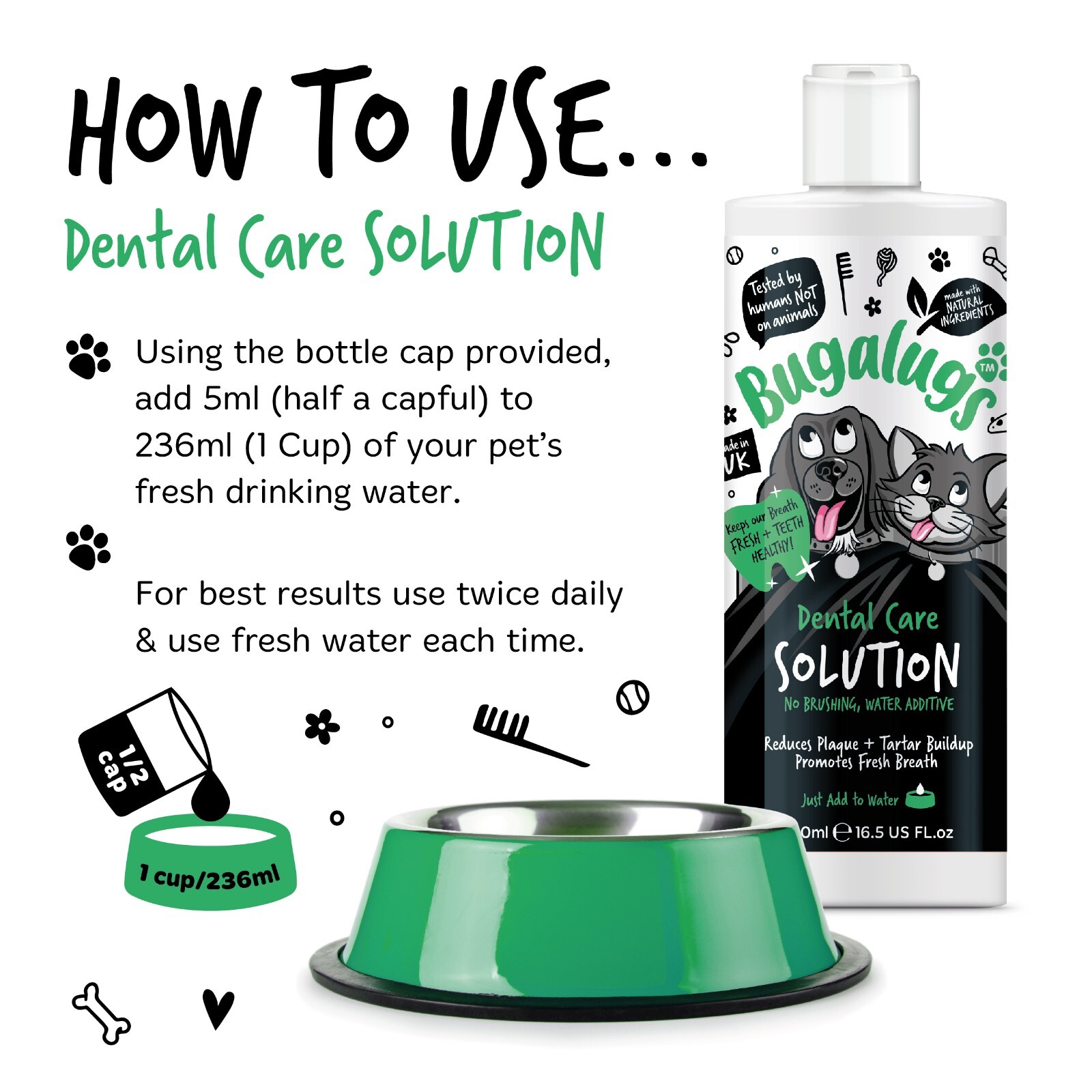 BUGALUGS Dog Breath Freshener Dental Care Water Additive Plaque &Tartar ...