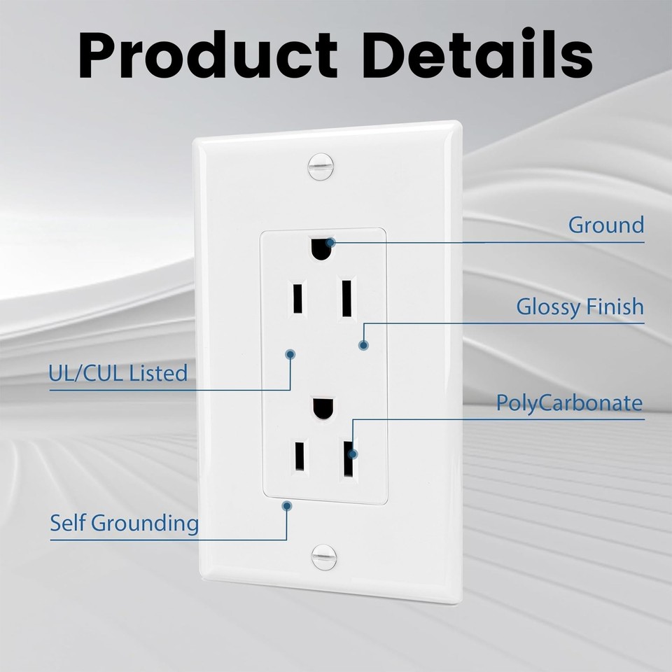 Decorator Receptacle Outlet with Wall Plate, Non-Tamper-Resistant ...