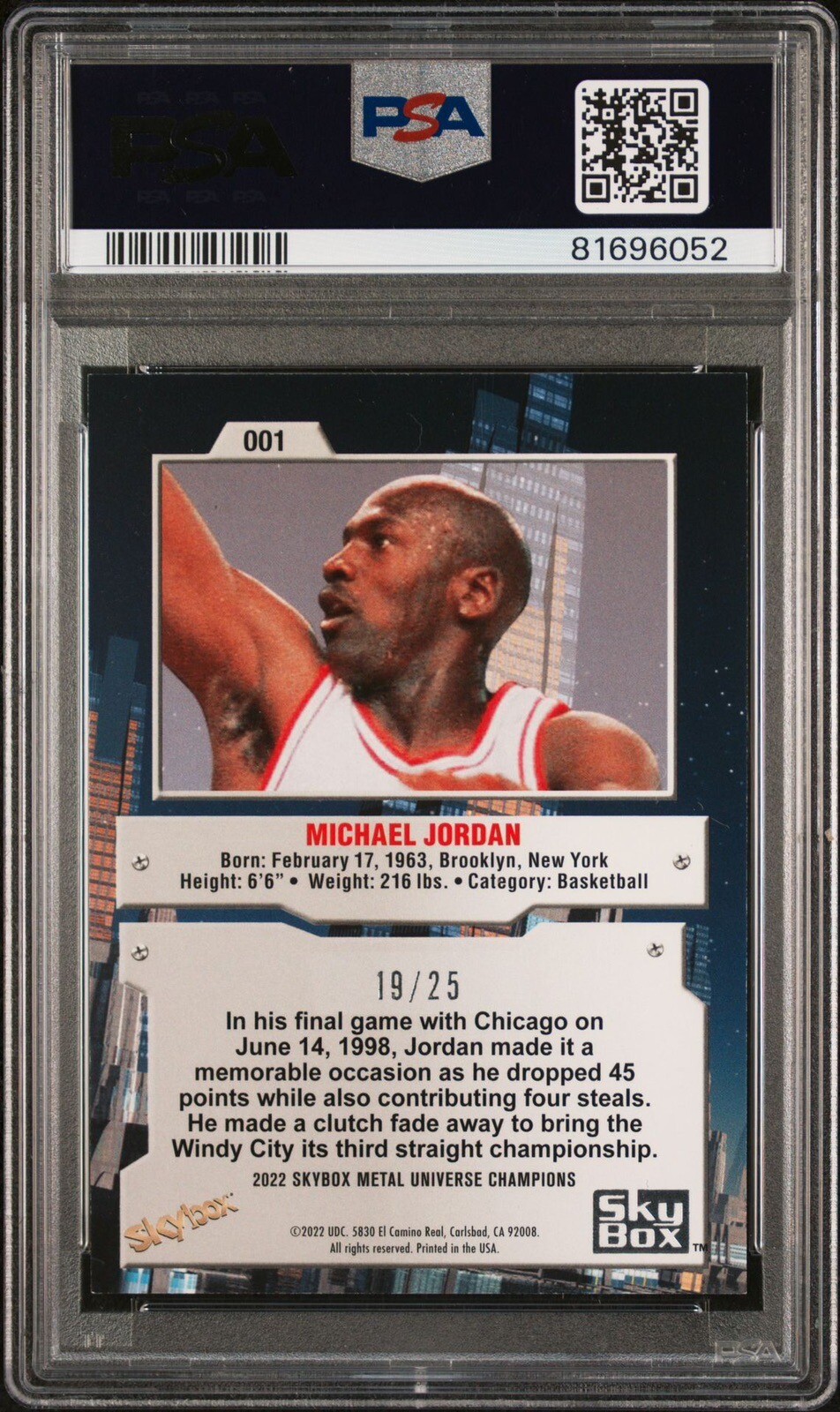 2022 Metal Universe Michael Jordan Precious Metal Gems Orange PMG PSA 9 ...