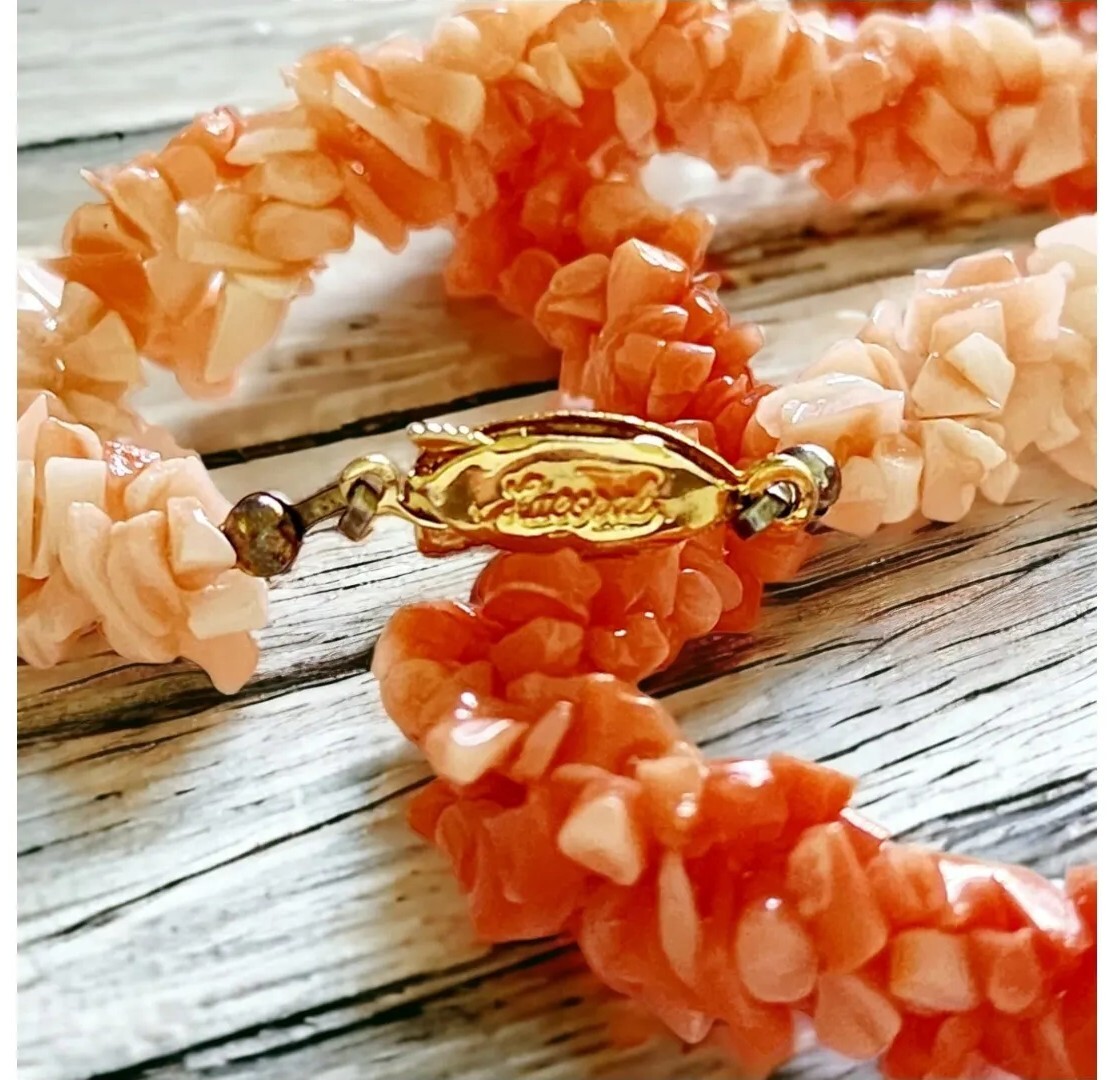 1950s 3 Strand LUCORAL 22" Pink Angel Skin Coral Necklace & Earrings ...