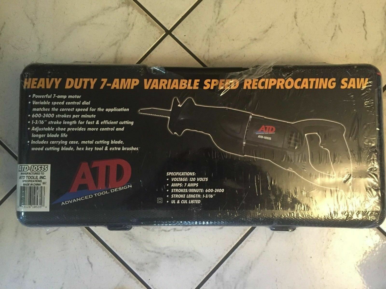 ATD Heavy Duty 7 Amp Variable Speed Reciprocating Saw with Blades 10535 ...