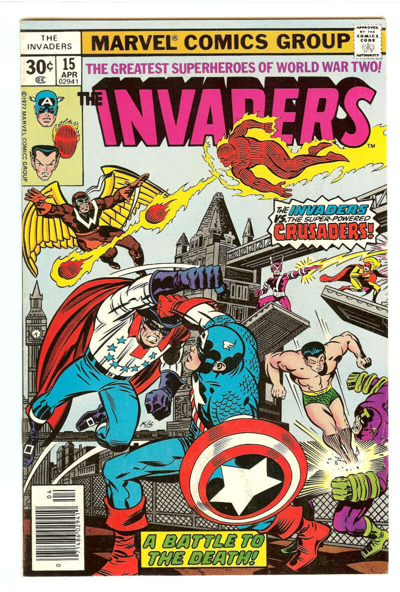 INVADERS #15 7.0 // JACK KIRBY & JOE SINNOTT COVER MARVEL COMICS 1977 ...
