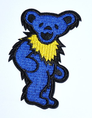 100x Crazy Dancing Bear hippie Blue Dead GRATEFUL Iron On patch≈2.1*3.2 ...