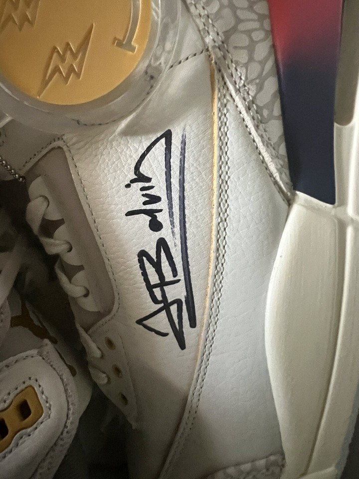 Autographed SIGNED Jordan 3 Retro x J. Balvin Mid Medellin Sunset | eBay