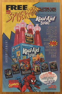 1995 Kool-Aid Bursts Print Ad/Poster Marvel Comics Trading Cards Spider ...