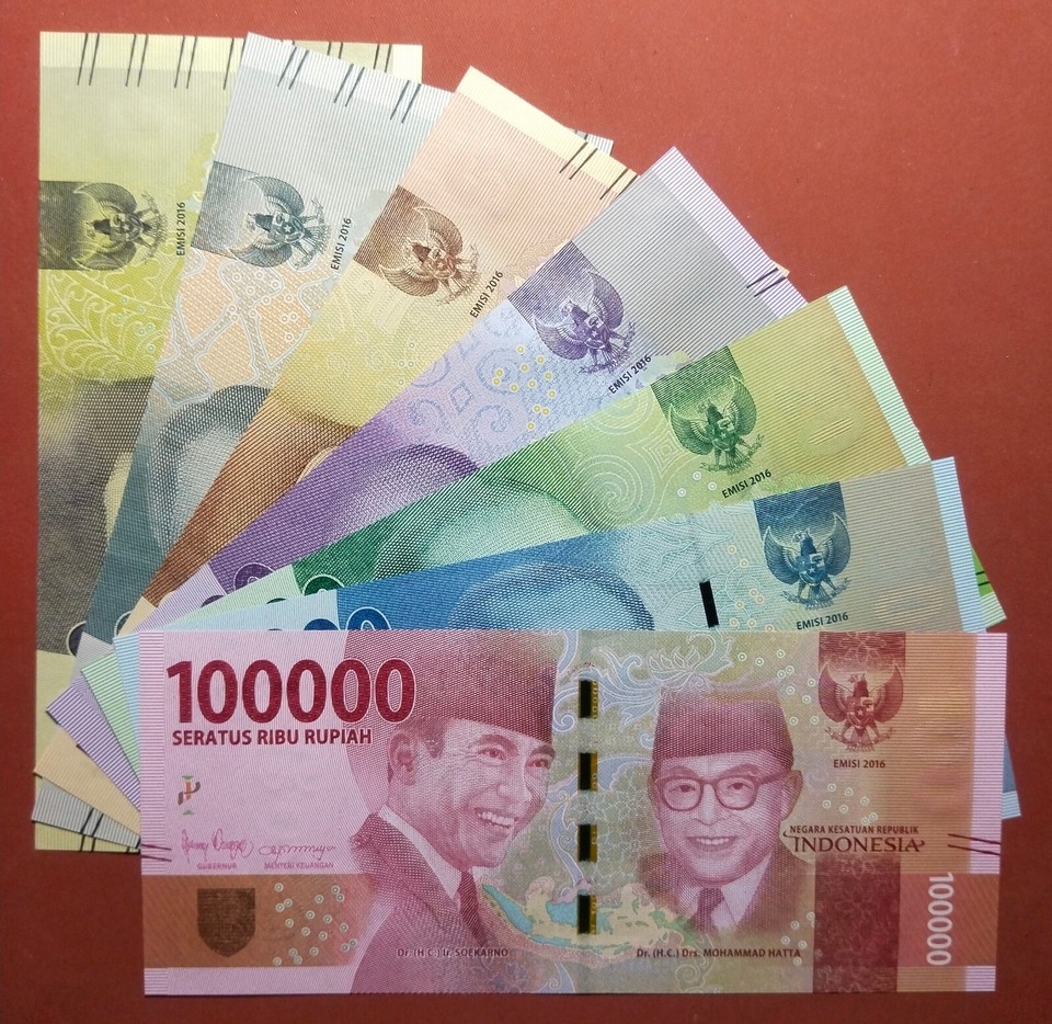 Indonesia Banknotes 1000 - 100000 Rupiah Set 2016 Solid S/N 444444 ...