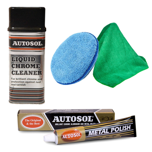 Autosol 4pcs Liquid Cleaner + Chrome Metal Polish + Microfibre Cloth ...