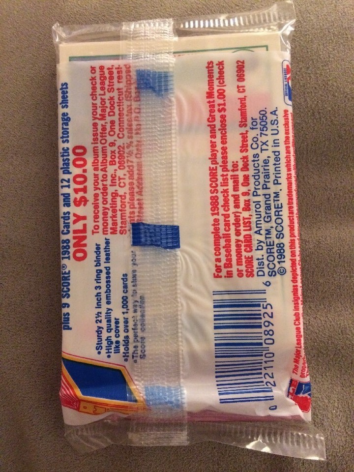 1988 Score Baseball Card Pack David Cone Mets Rookie RC (Top) Greg ...