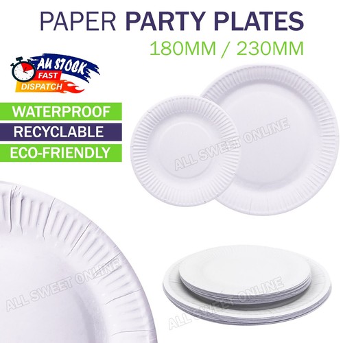 Disposable White Paper Plates Dinner Dessert Party Plate Eco Friendly ...