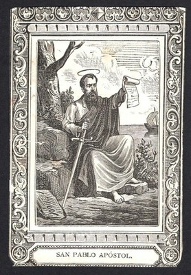 Holy card antique grabado de San Pablo Ap. santino image pieuse estampa ...