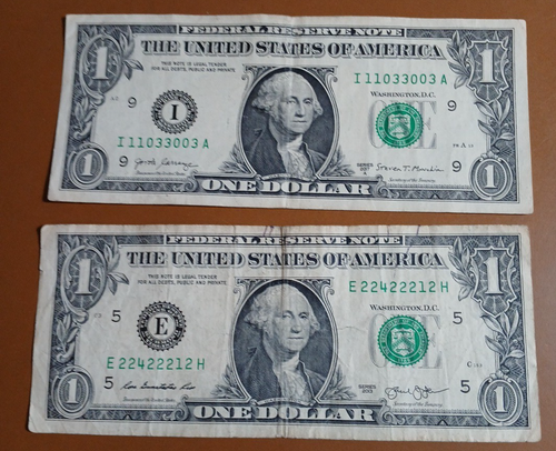 2 LOT $1 DOLLAR NOTES BILLS, 1 FAIR , 1 GOOD , TRINARY ,013-2017A , 124 ...