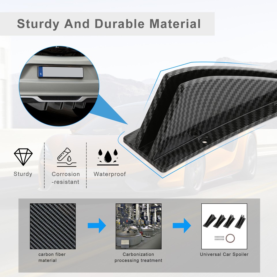 Carbon Look Rear Diffuser Lower Bumper 4-Fin Splitter For MINI COOPER S ...