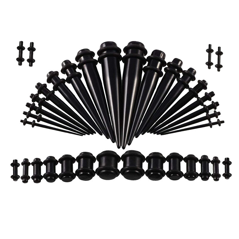 36Pcs Acrylic Ear Gauge Stretching Kit Tapers Flesh Tunnels Plug Body ...