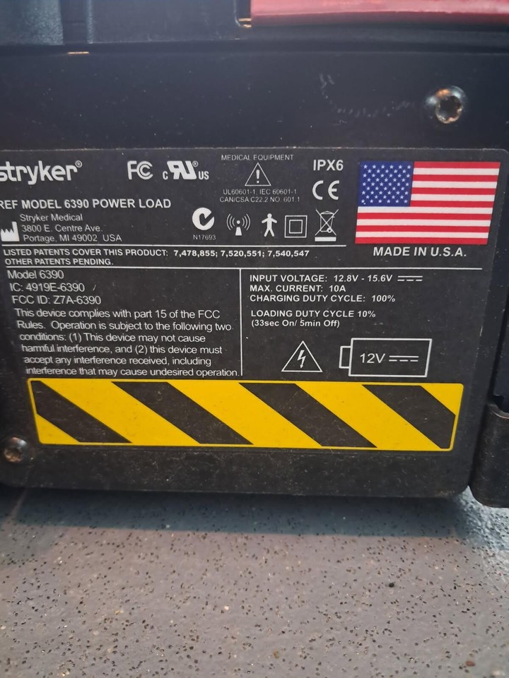 Stryker Power-LOAD 6390 Cot Fastening System Ambulance Stretcher Power ...