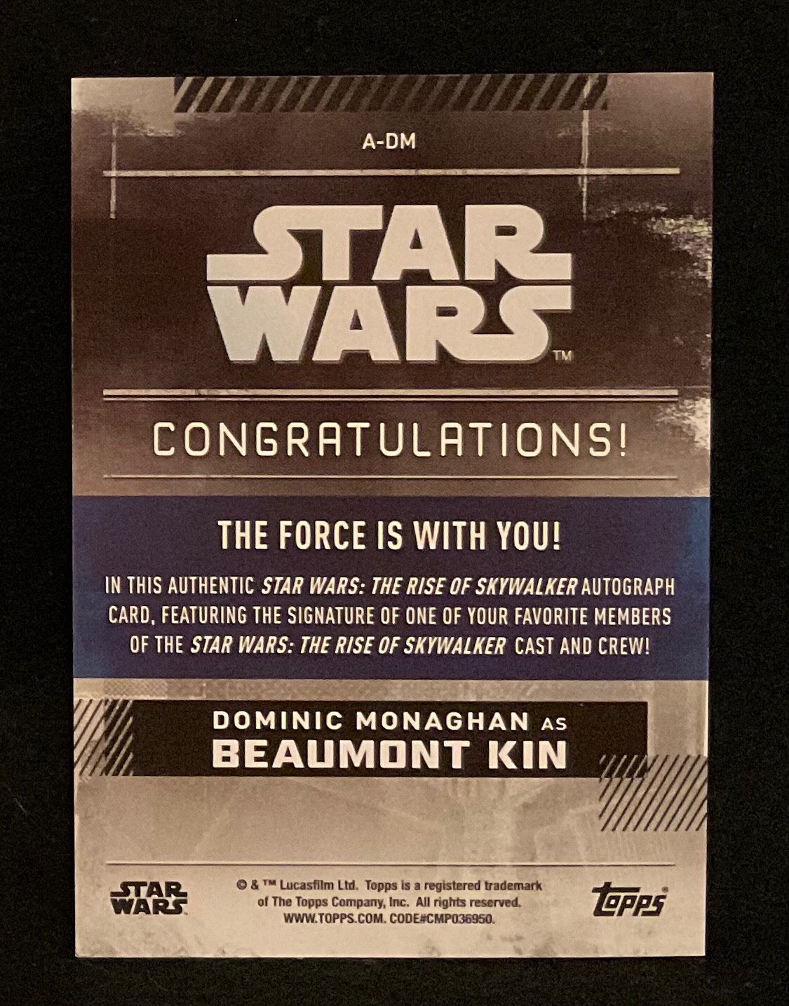2019 Topps Star Wars Rise of Skywalker S1 Auto Dominic Monaghan as ...