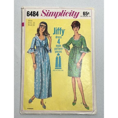 Simplicity Vintage Sewing Pattern 6484 - Misses' Jiffy Dress - Sz 10 | eBay