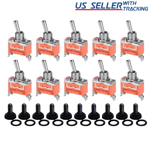 10x Waterproof Heavy Duty Toggle Switch ON/OFF 2 Terminal Car Boat SPST ...