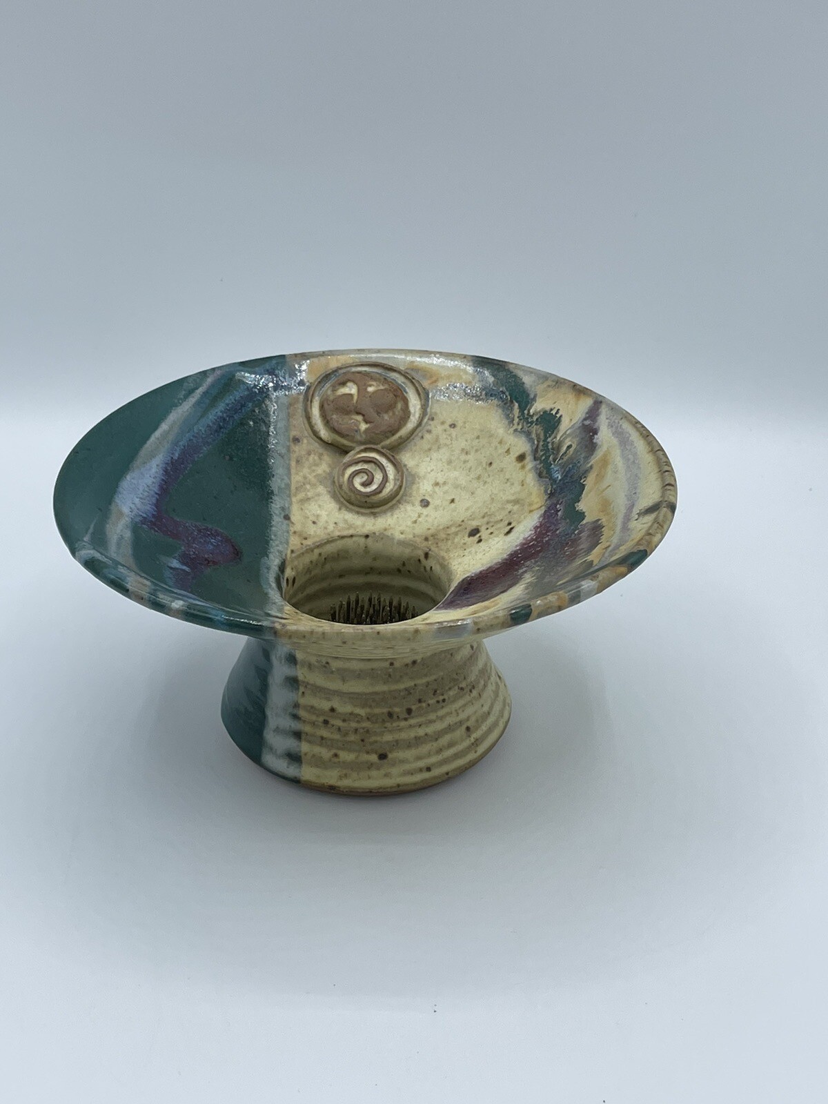 Ikebana Japanese Pottery Flower Frog Vase Artist Signed Teresa Bowen | eBay