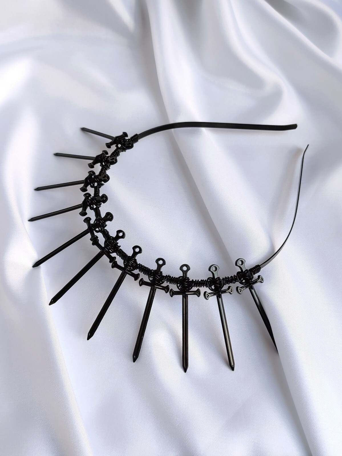 DARK KNIGHT Black Swords Crown Headband Tiara Festival Cosplay ...