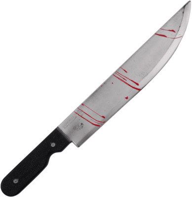 Halloween Blood Stained Knife 50cm Zombie Jason Machete Plastic Fancy ...