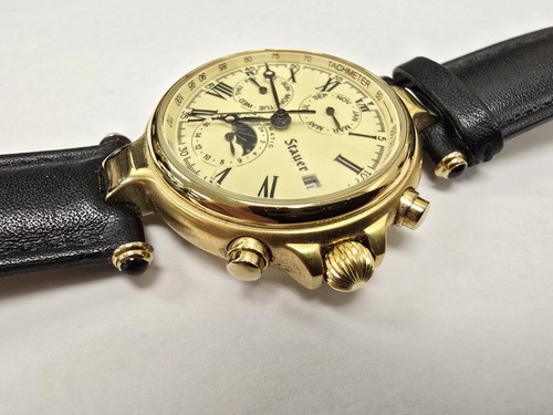 Stauer Tachmeter Day Date Moon Automatic 27 Jewels Men’s Watch *Working ...