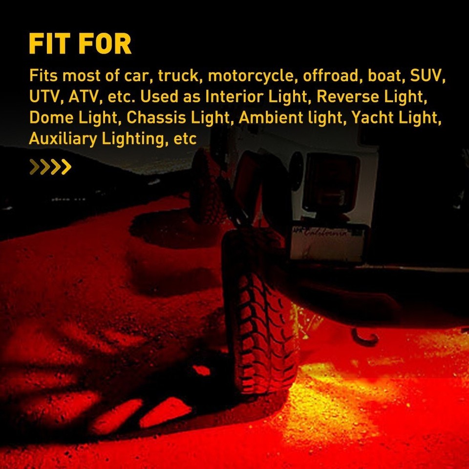 16Pods Waterproof LED Underglow Underbody Glow Lamp Pure Red LED Rock ...
