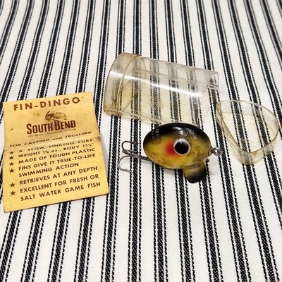 Vtg. Fishing Lure, FIN-DINGO "Yellow Perch" w/ Box! - South Bend (c ...