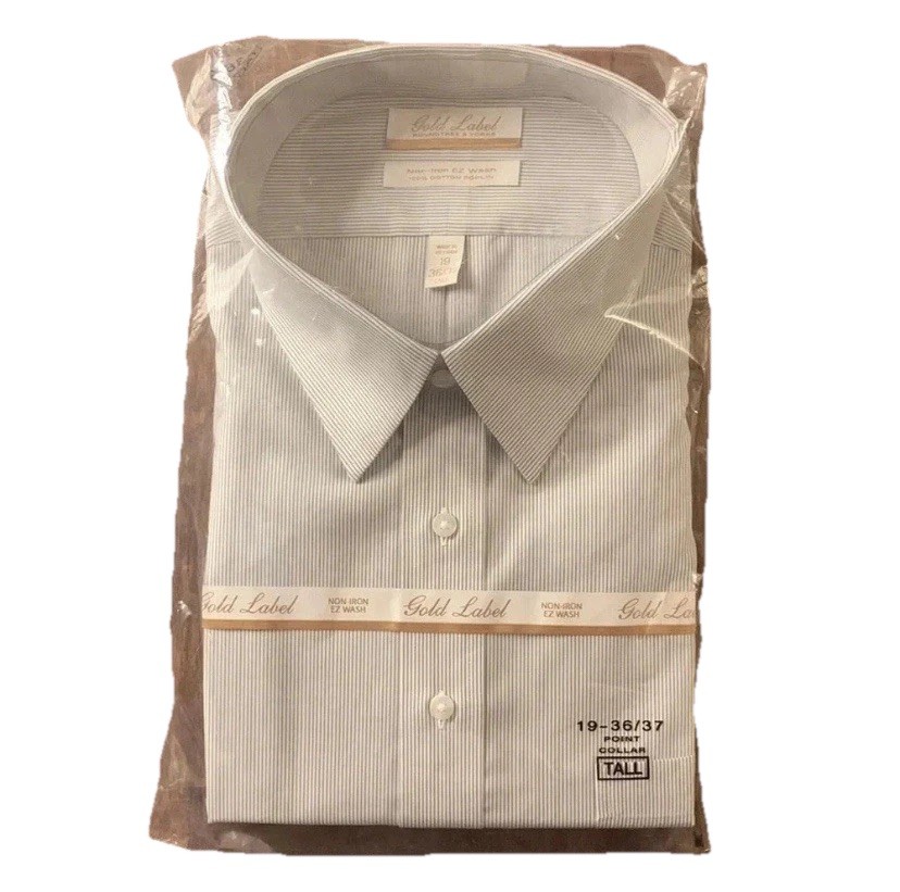NWT Roundtree York Gold Label Non Iron Dress Shirt Pin Stripe Grey Size ...